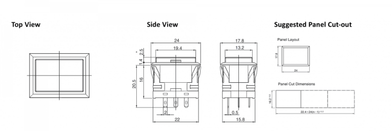 CH Rectangular Illuminated Push Button | RJS Electronics Ltd