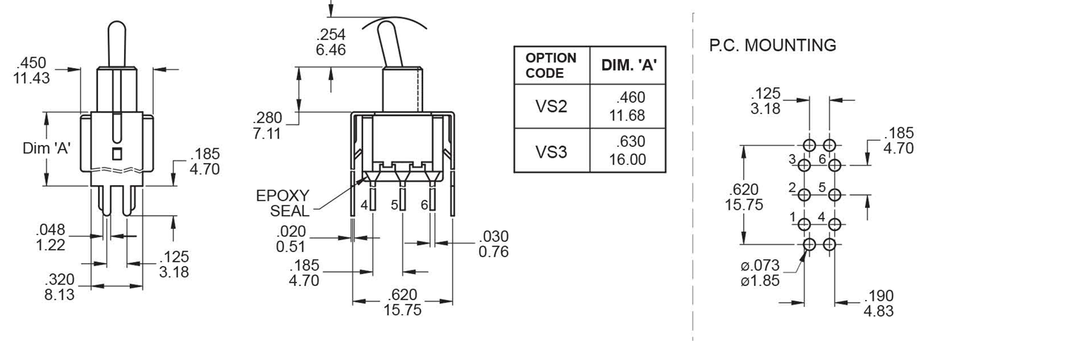 Toggle Switches: 1M Series | RJS Electronics Ltd Toggle Switches: 1M Series | RJS Electronics Ltd