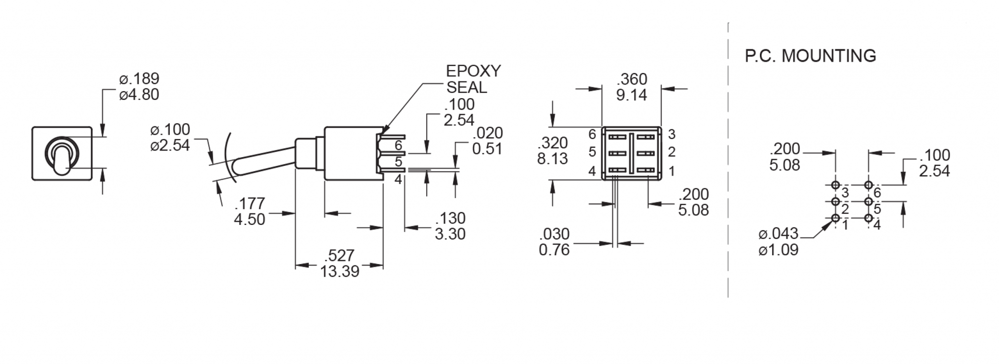 2A Series – Toggle Switches, PCB switches. M2 – DPDT – IP67 rated ...