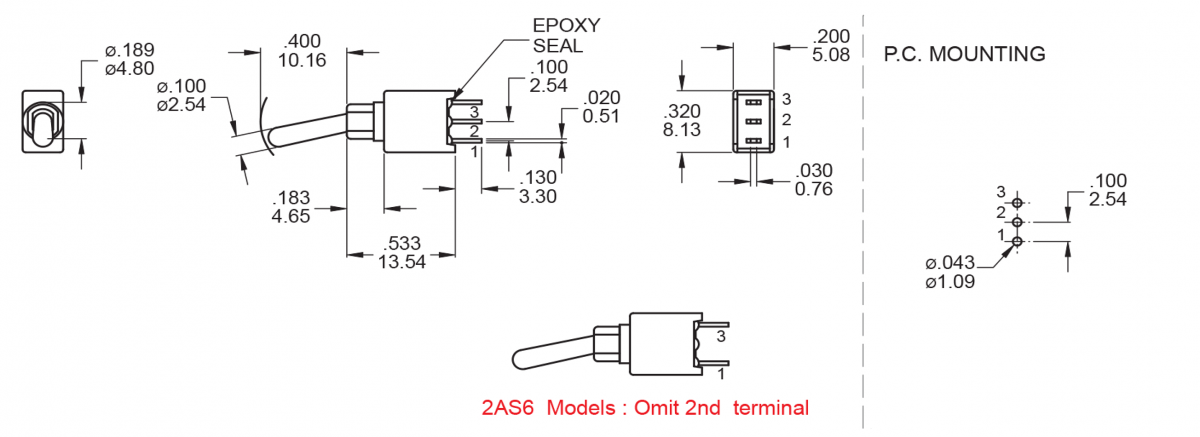 2A Series – Toggle Switches, PCB switches. M2 – SPDT – IP67 rated ... 2A Series – Toggle Switches, PCB switches. M2 – SPDT – IP67 rated ...