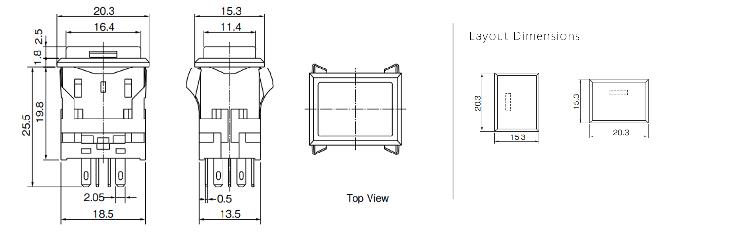 FH Rectangular Plastic Push Button Switch | RJS Electronics Ltd