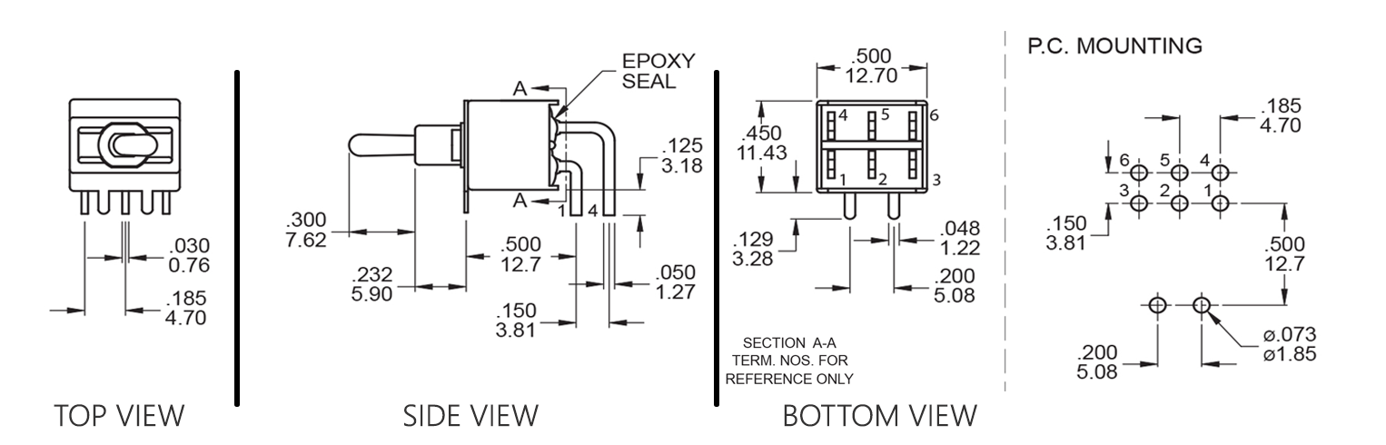 Toggle & Rocker Switch: RJS-1A-M6-DPDT | RJS Electronics Ltd