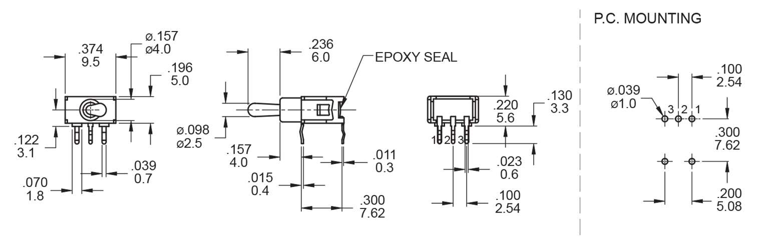 RJS TOGGLE SWITCH 2TE SERIES: M6- SPDT | RJS Electronics Ltd